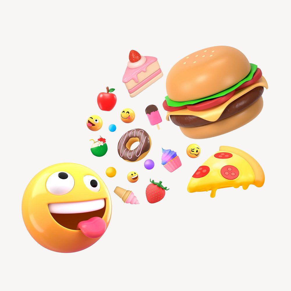 3D emoticon eating fast food | Premium Photo - rawpixel