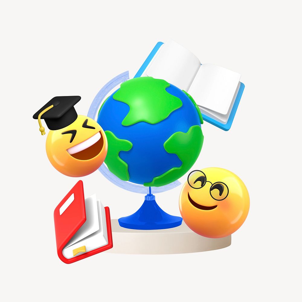 3D study emoticon, education illustration | Premium Photo - rawpixel
