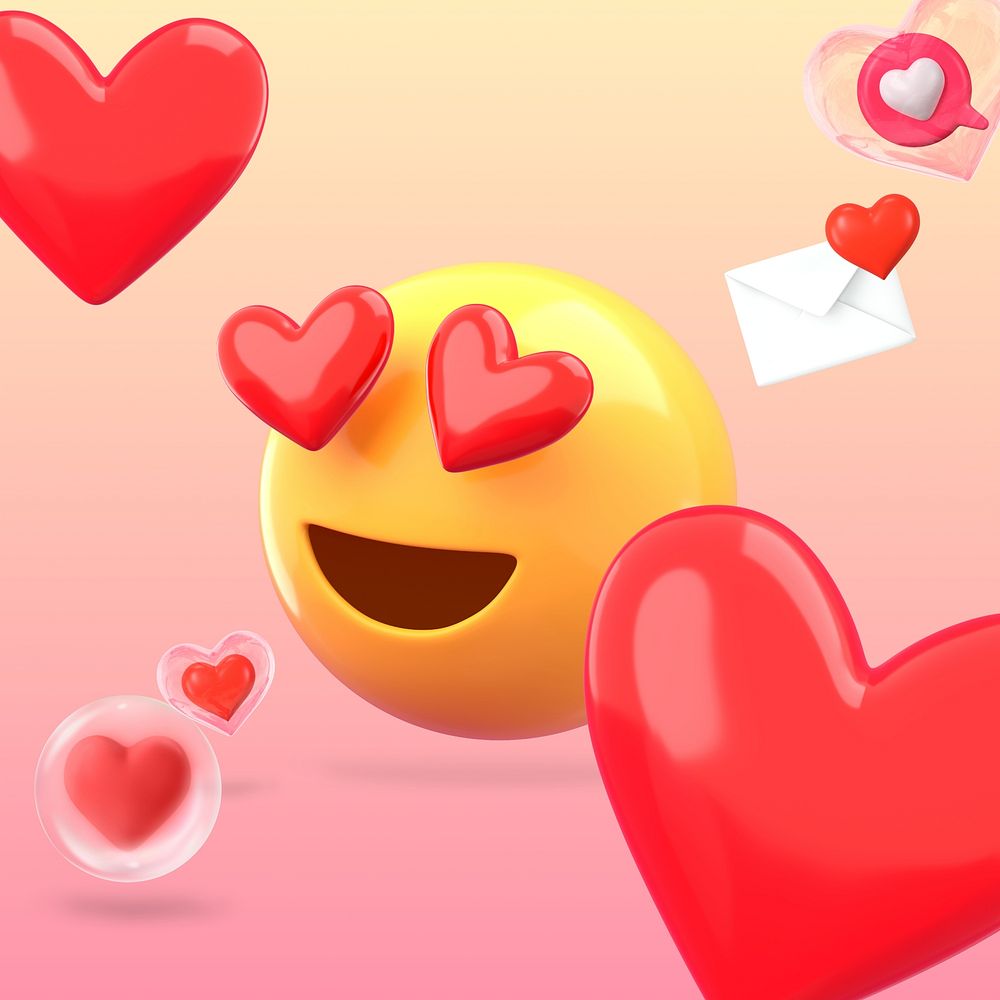 3D heart-eyes emoticon, Valentine's illustration | Premium Photo - rawpixel