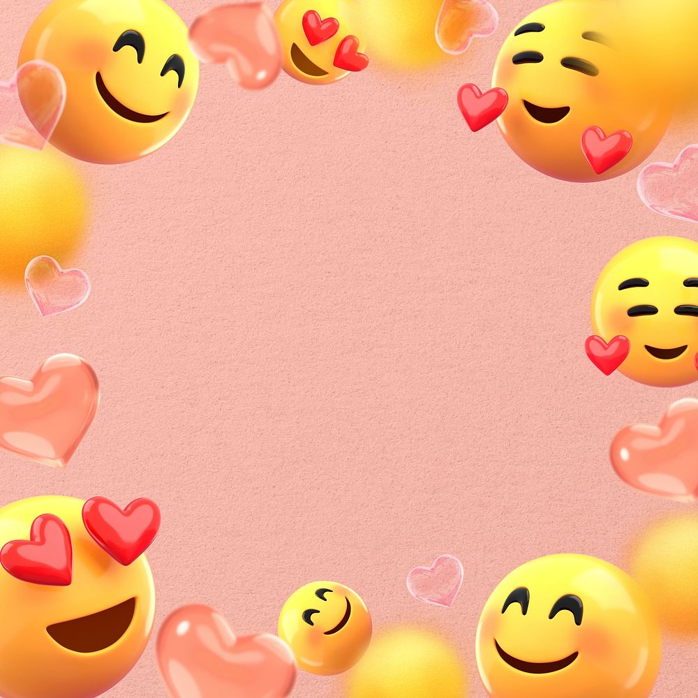 Cute emoticons frame background, 3D | Premium Photo - rawpixel