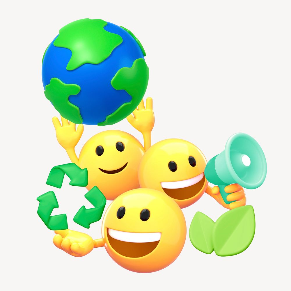 Environmentalists emoji, 3D emoticon illustration | Premium Photo ...