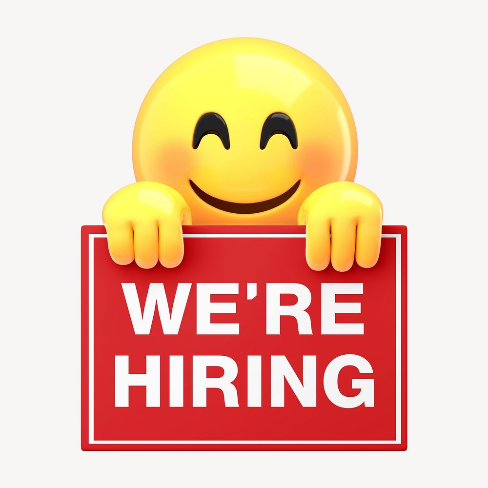 3D emoji holding hiring sign | Premium Photo - rawpixel