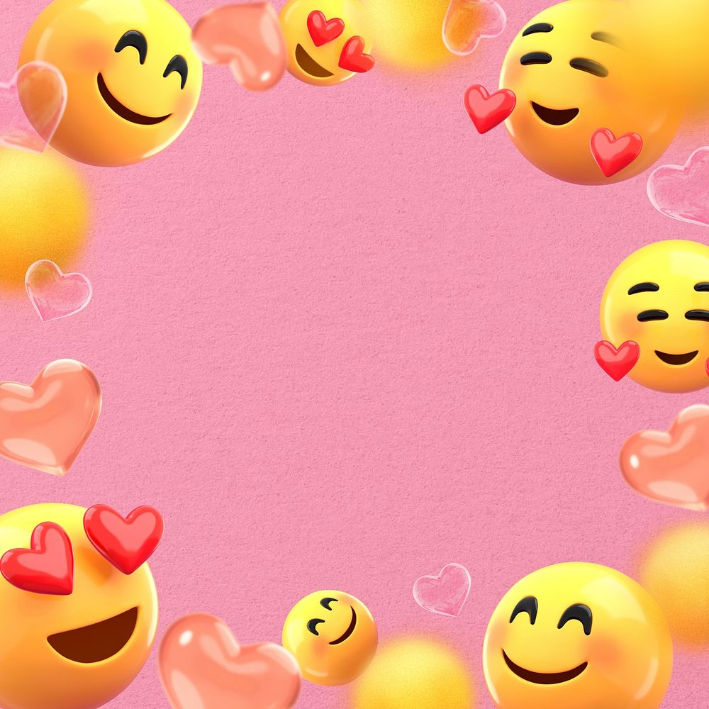 Pink emoticons frame background, happy | Premium Photo - rawpixel