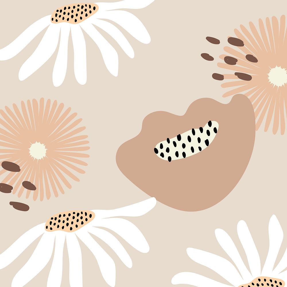 Beige flower doodle background | Premium Photo - rawpixel