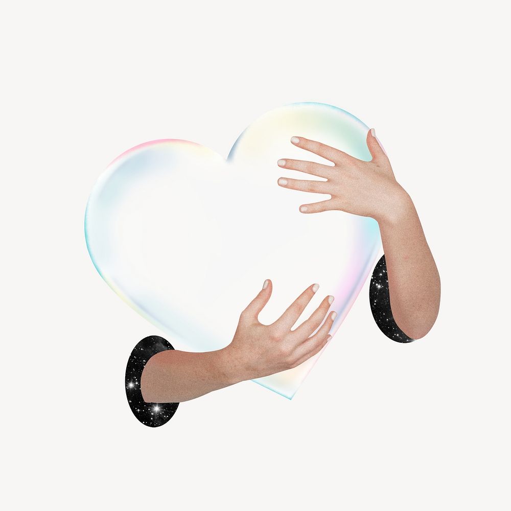 Hands hugging heart collage element | Premium Photo Illustration - rawpixel