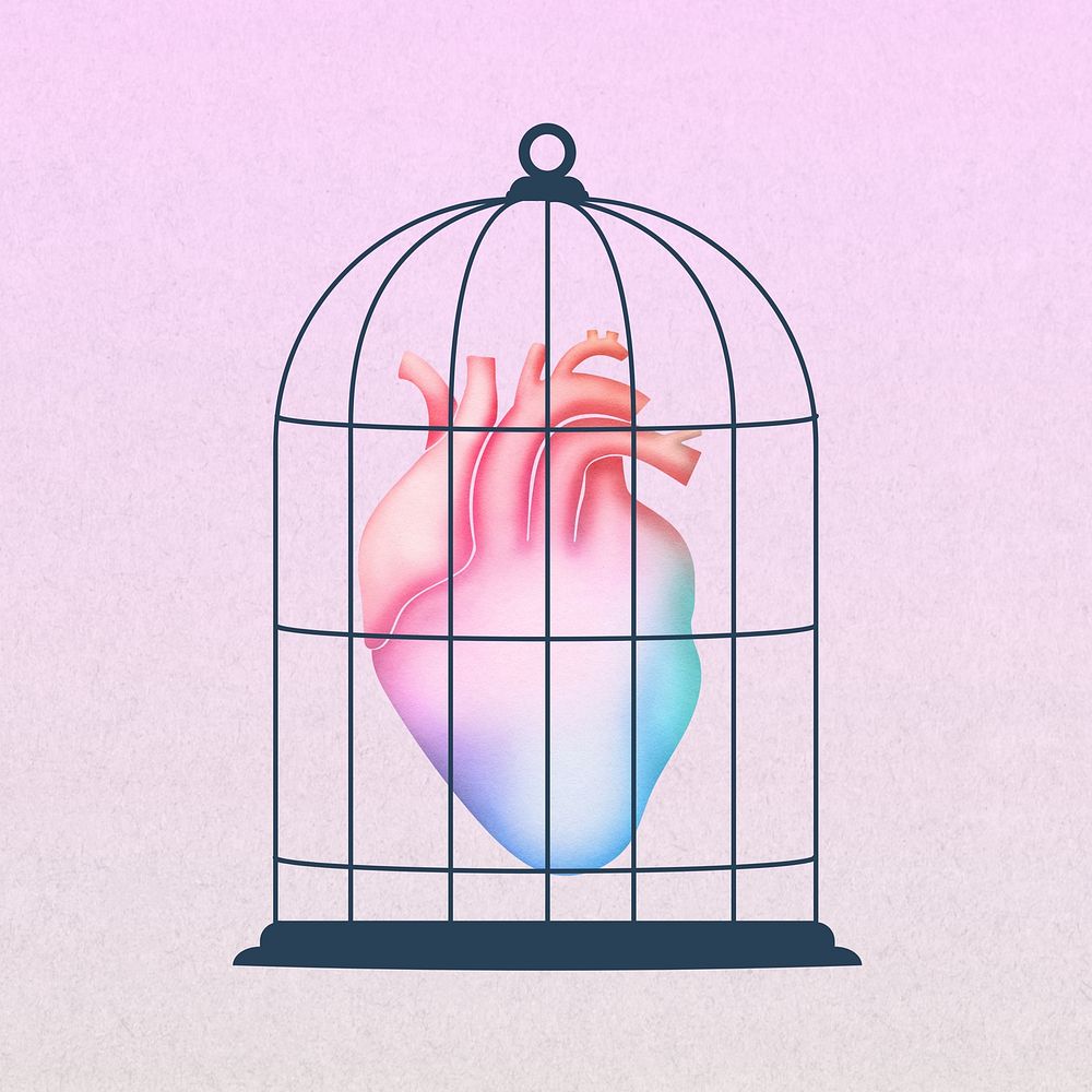Caged human heart, surreal collage | Premium Photo - rawpixel