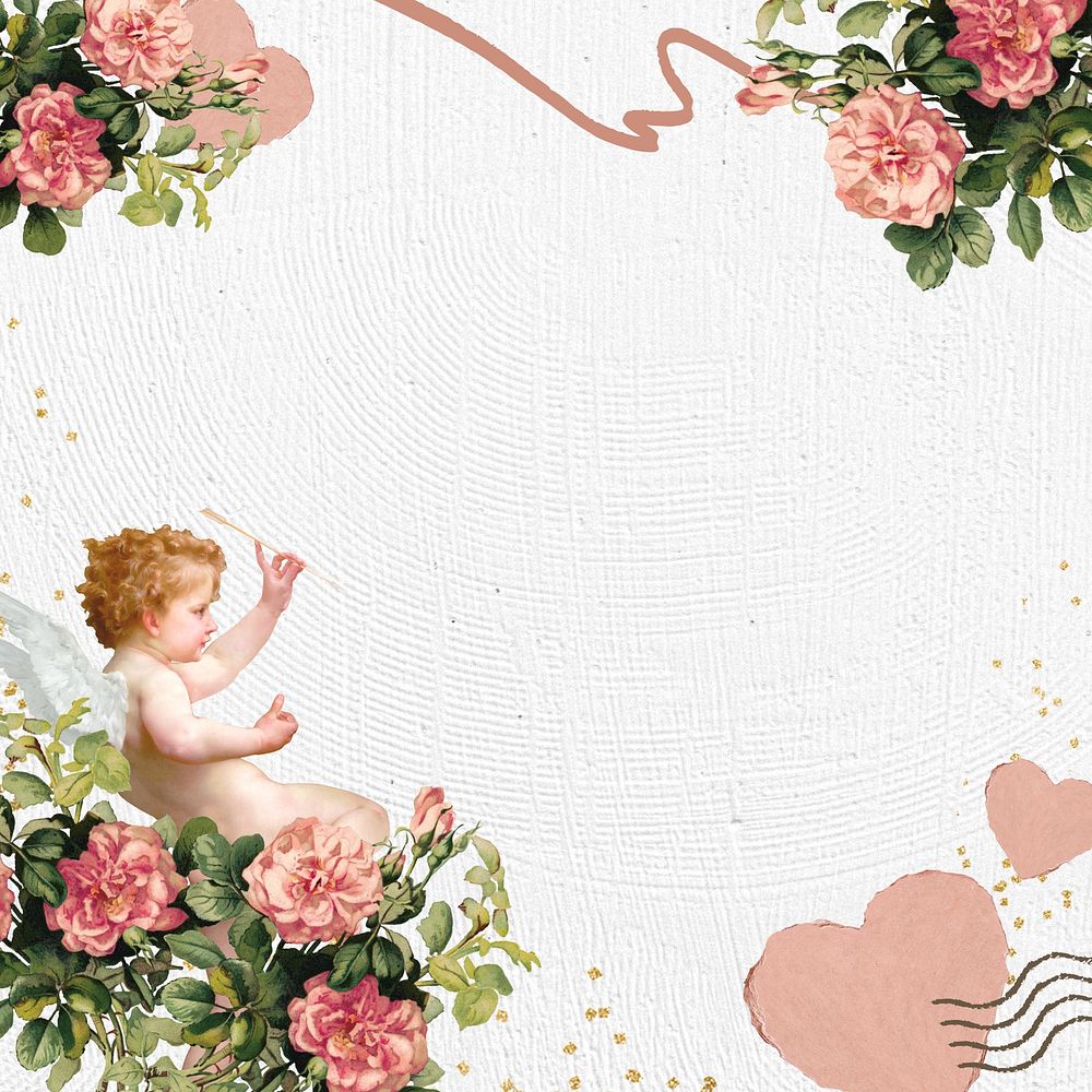 Valentine's cupid background, flower border | Premium Photo - rawpixel