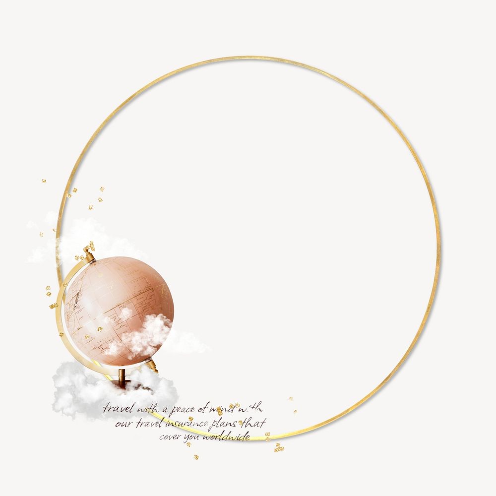 Travel globe frame, gold circle | Premium Photo - rawpixel