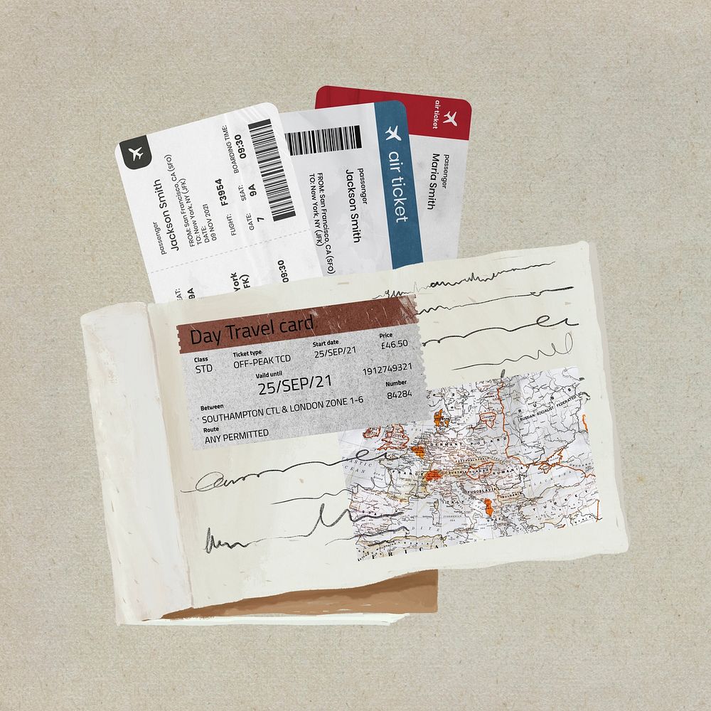 Flight tickets, aesthetic travel collage | Premium Photo - rawpixel
