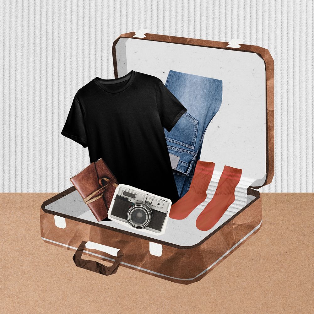 Packing briefcase, aesthetic travel collage | Premium Photo - rawpixel