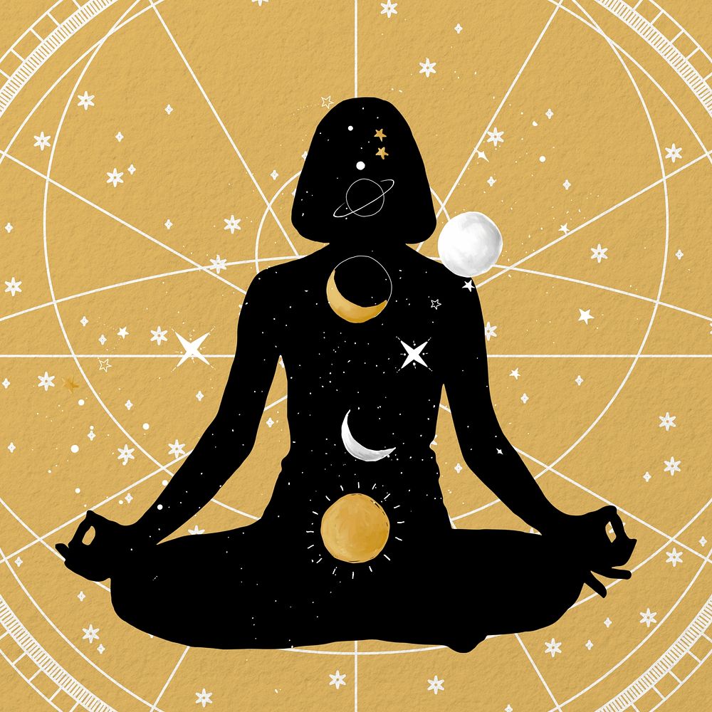 Celestial meditation pose, astrology art | Premium Photo - rawpixel