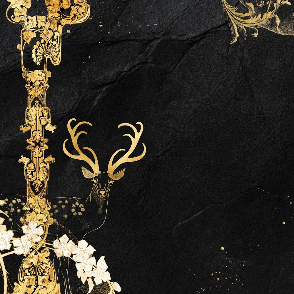 Aesthetic deer border, black background, | Premium Photo - rawpixel