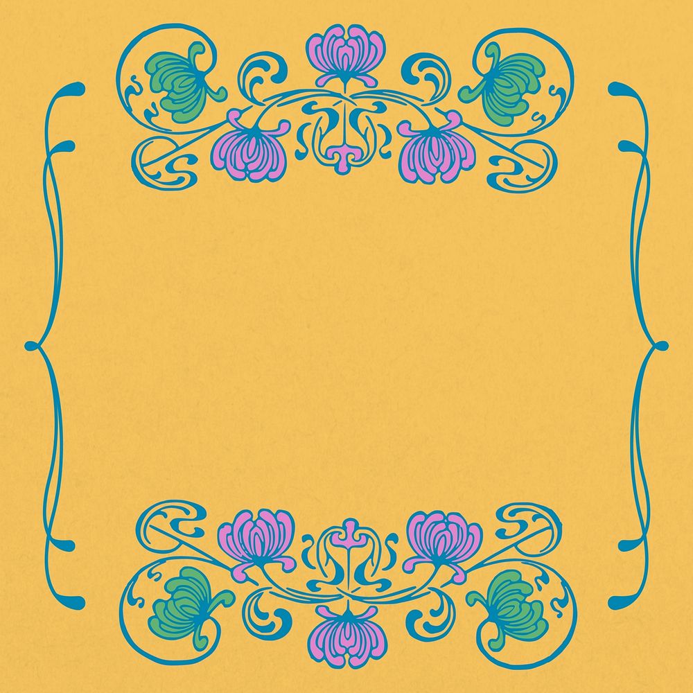 Vintage floral frame background, yellow | Premium Photo - rawpixel