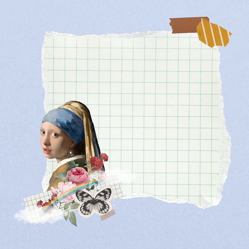 Vermeer girl grid paper note. | Premium Photo - rawpixel