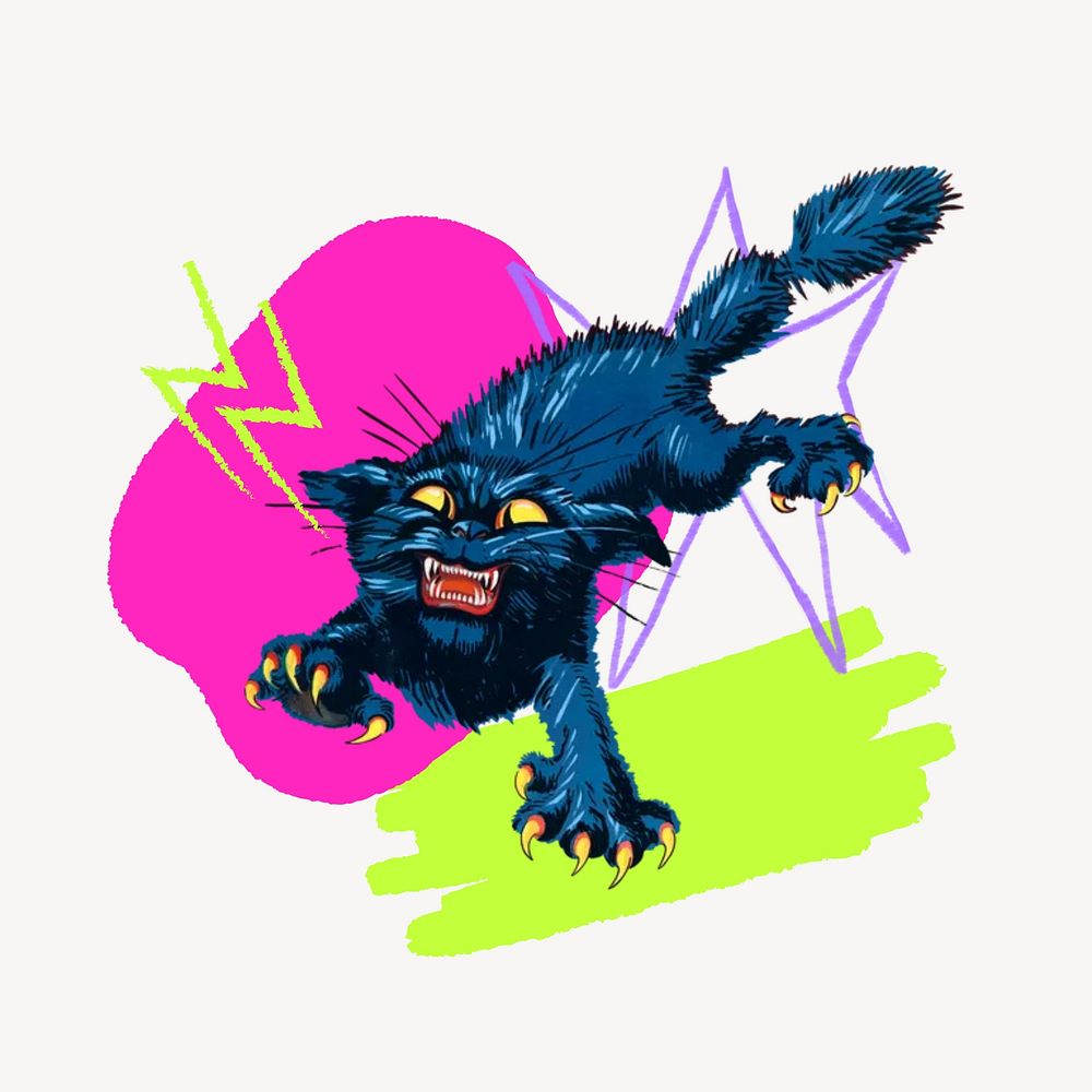 Screeching cat, animal collage art | Premium Photo - rawpixel