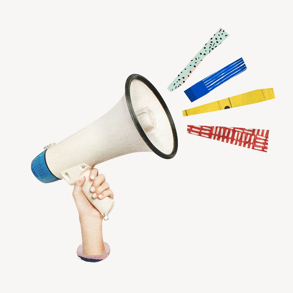 Hand holding megaphone creative collage | Premium Photo - rawpixel