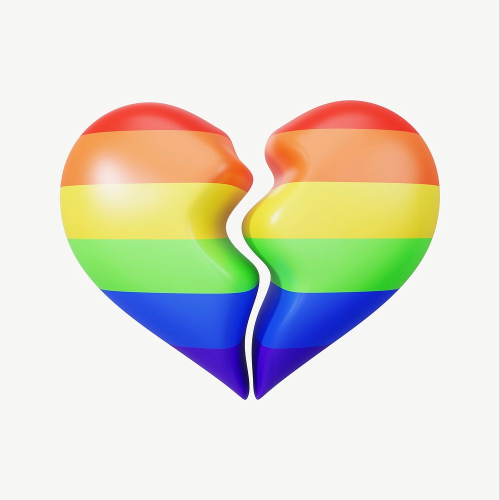 Rainbow broken heart, 3D collage | Premium PSD - rawpixel