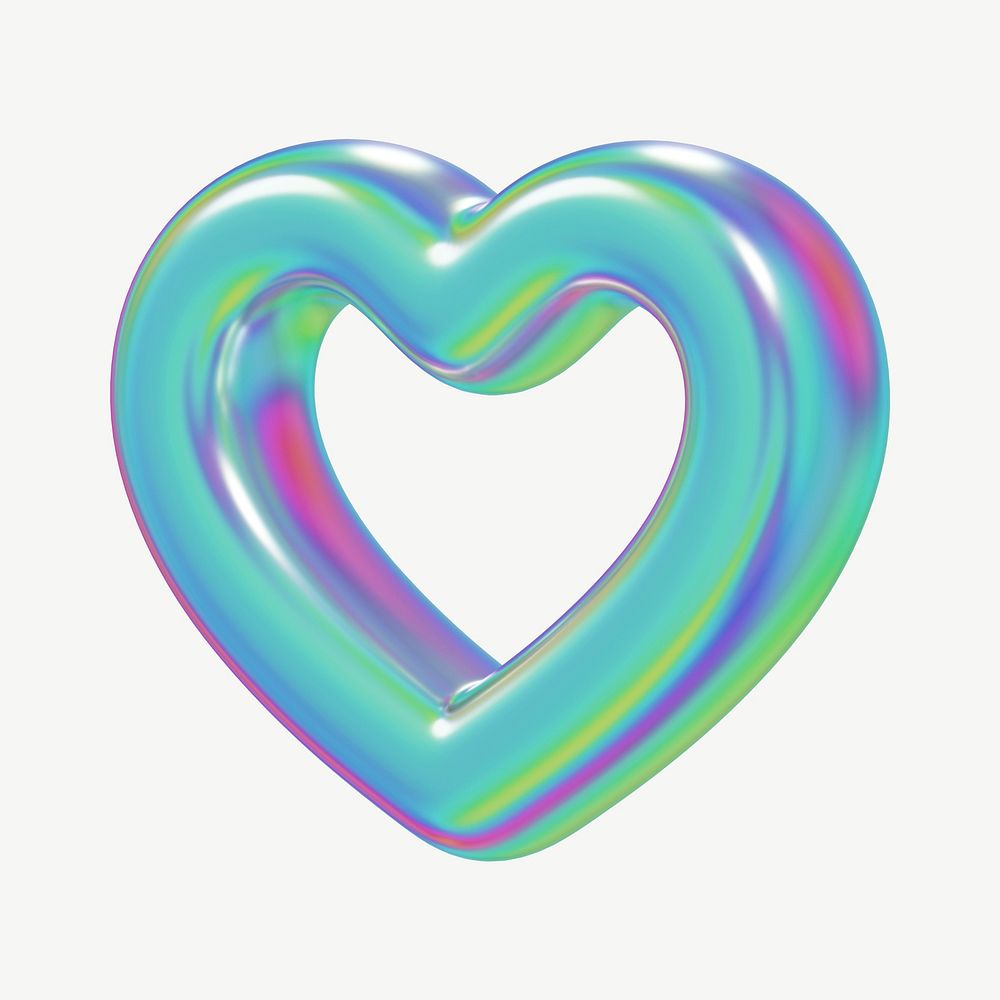 Aesthetic holographic heart, 3D collage | Premium PSD - rawpixel