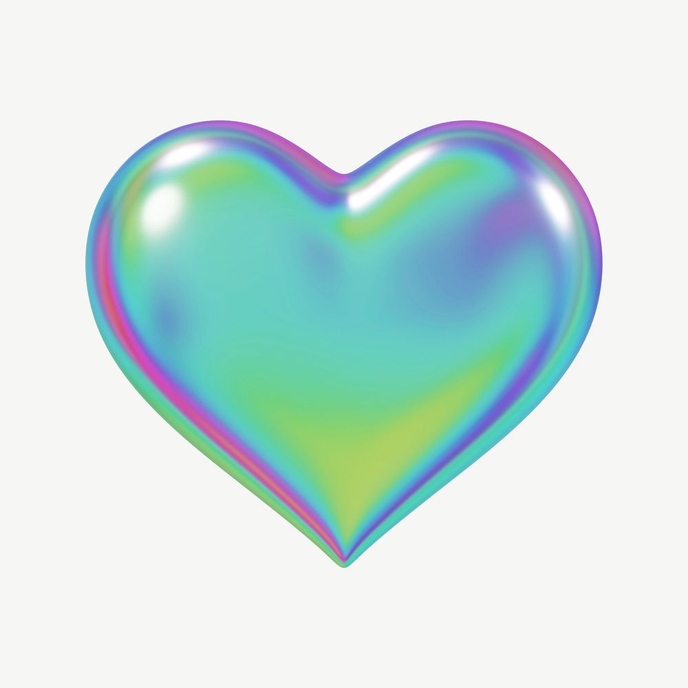 Aesthetic holographic heart, 3D collage | Premium PSD - rawpixel