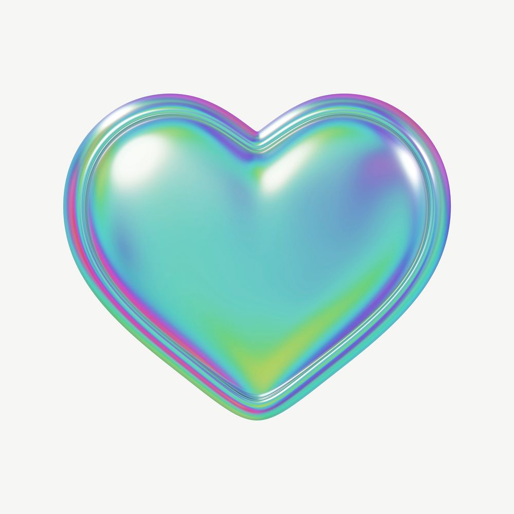 Aesthetic holographic heart, 3D collage | Premium PSD - rawpixel