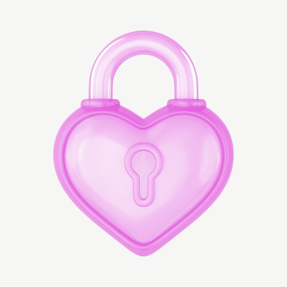 Pink heart padlock, 3D Valentine's | Premium PSD - rawpixel