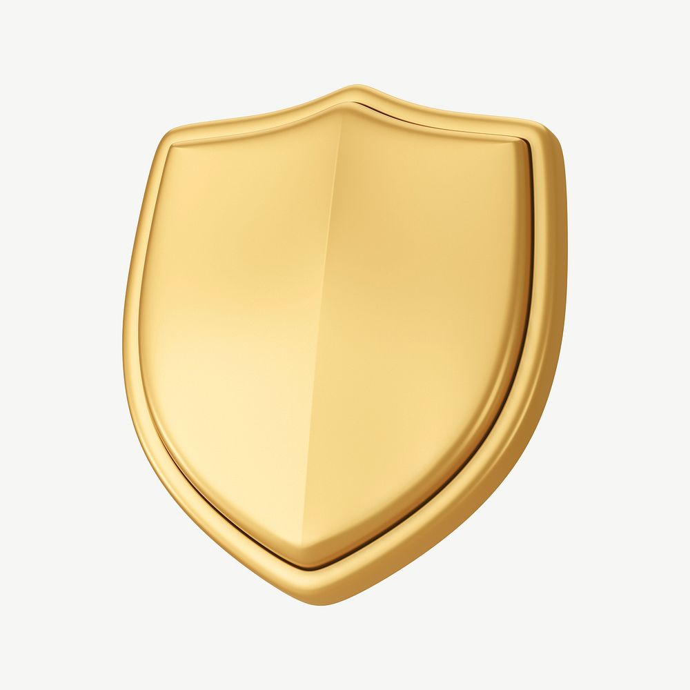 Golden shield, 3D collage element | Premium PSD - rawpixel