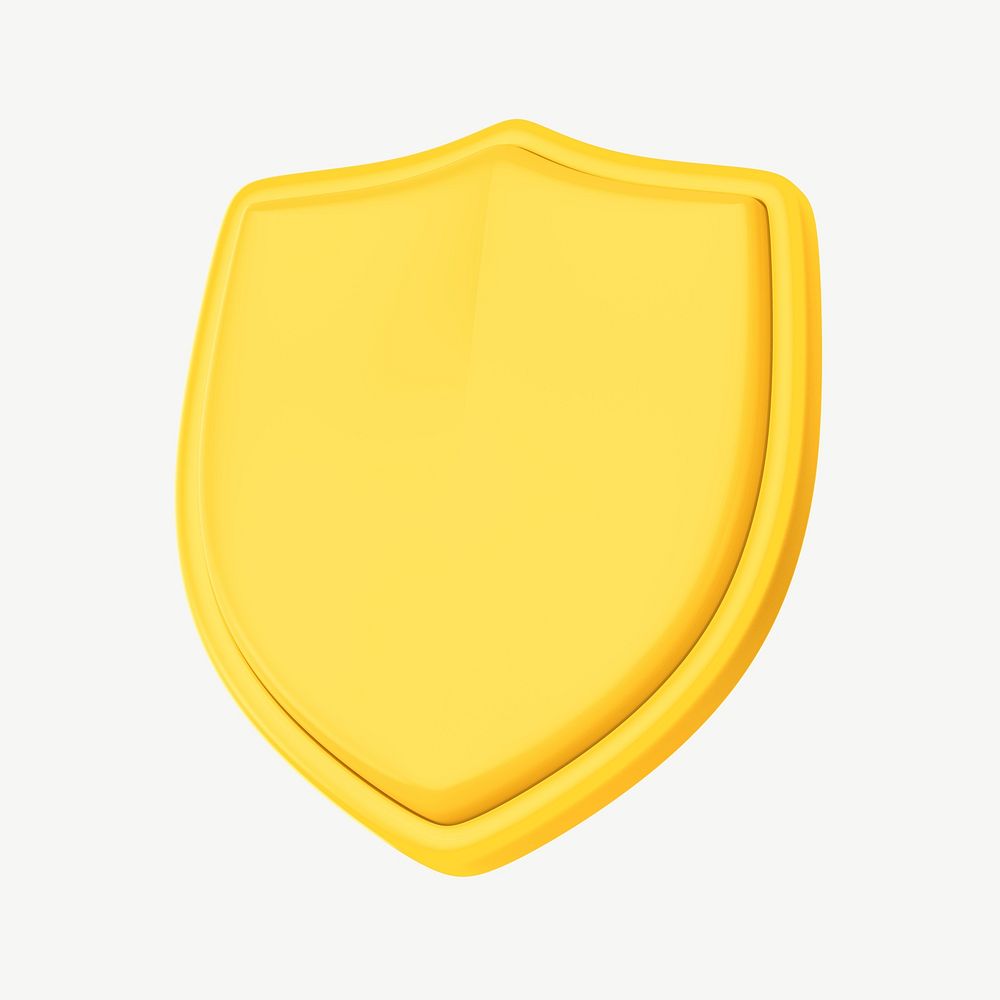 Yellow shield, 3D collage element | Premium PSD - rawpixel