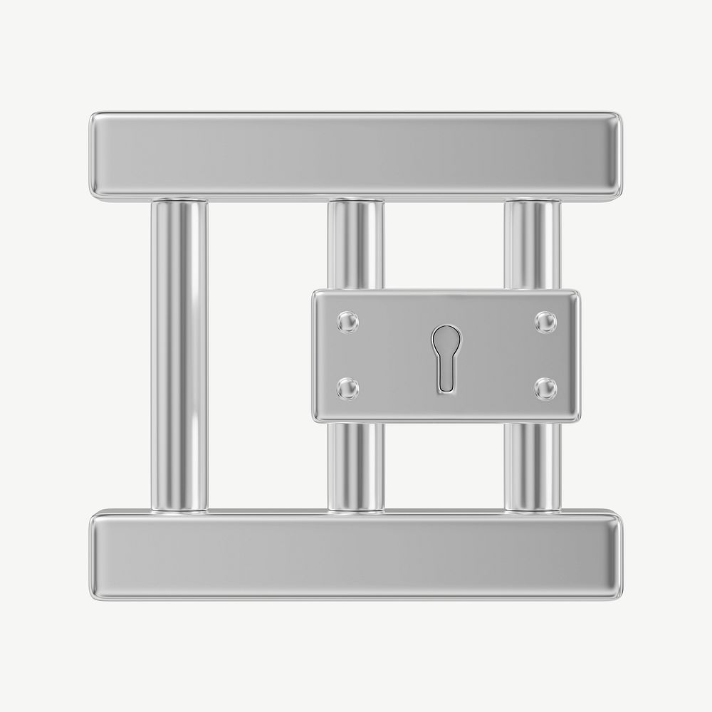 Silver prison cell, 3D collage | Premium PSD - rawpixel