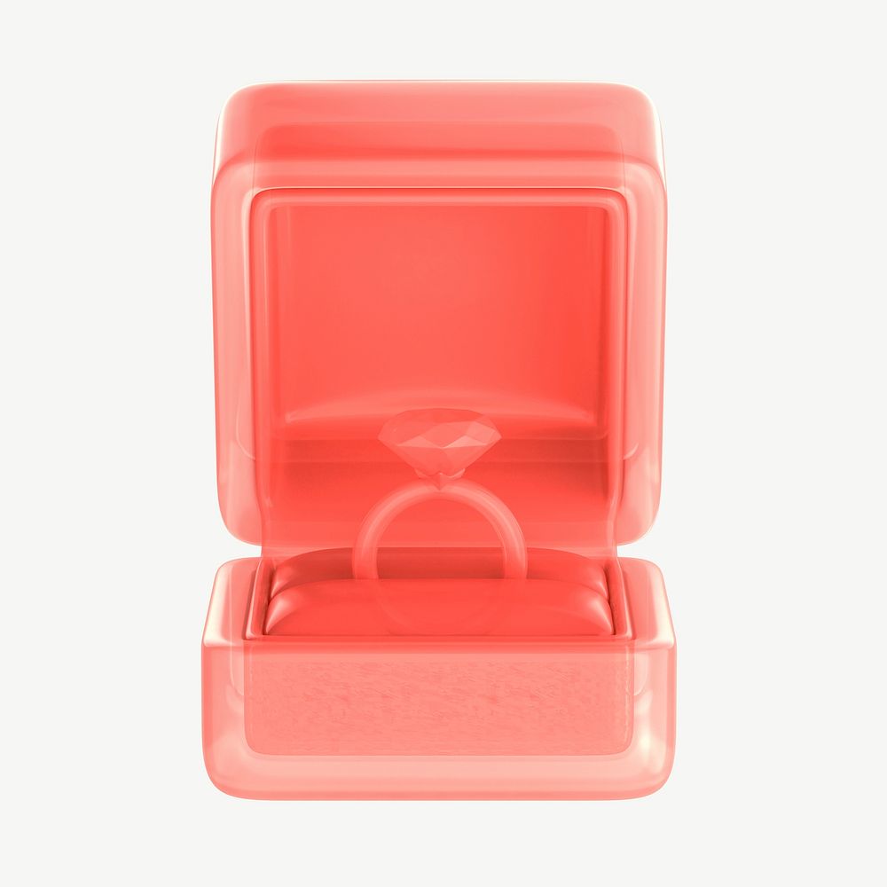 Red engagement ring box, 3D | Premium PSD - rawpixel