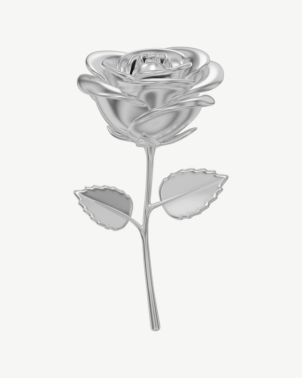Silver metallic rose flower, 3D | Premium PSD - rawpixel