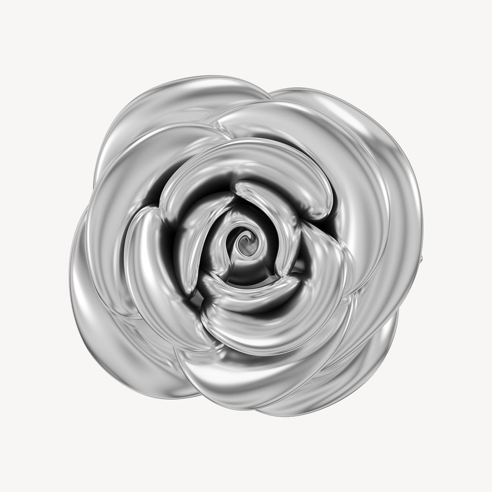 Silver metallic rose flower, 3D | Premium Photo - rawpixel