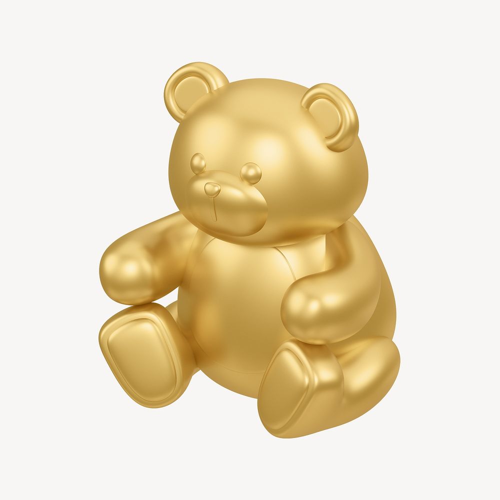 Golden teddy bear, 3D illustration | Free Photo - rawpixel