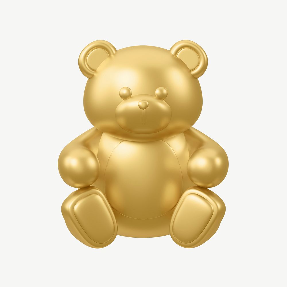 Golden teddy bear, 3D illustration | Premium PSD - rawpixel