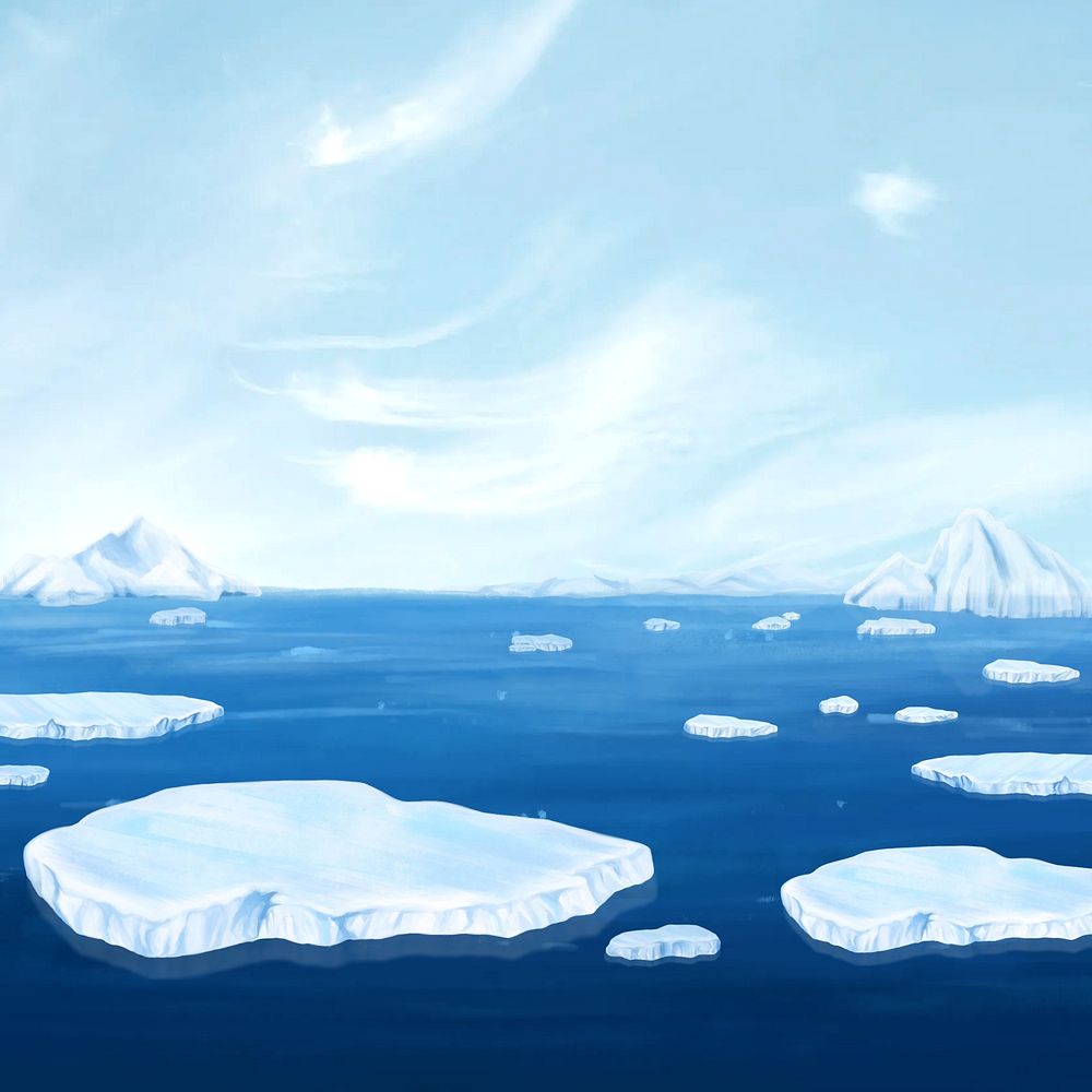 Arctic sea, blue background, aesthetic | Premium Photo Illustration ...