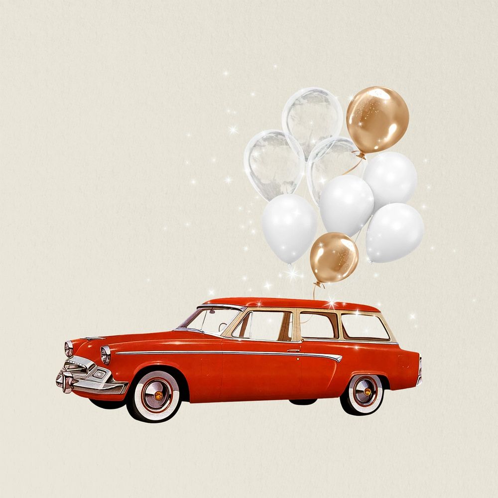 Floating car with balloons, celebration | Premium Photo - rawpixel
