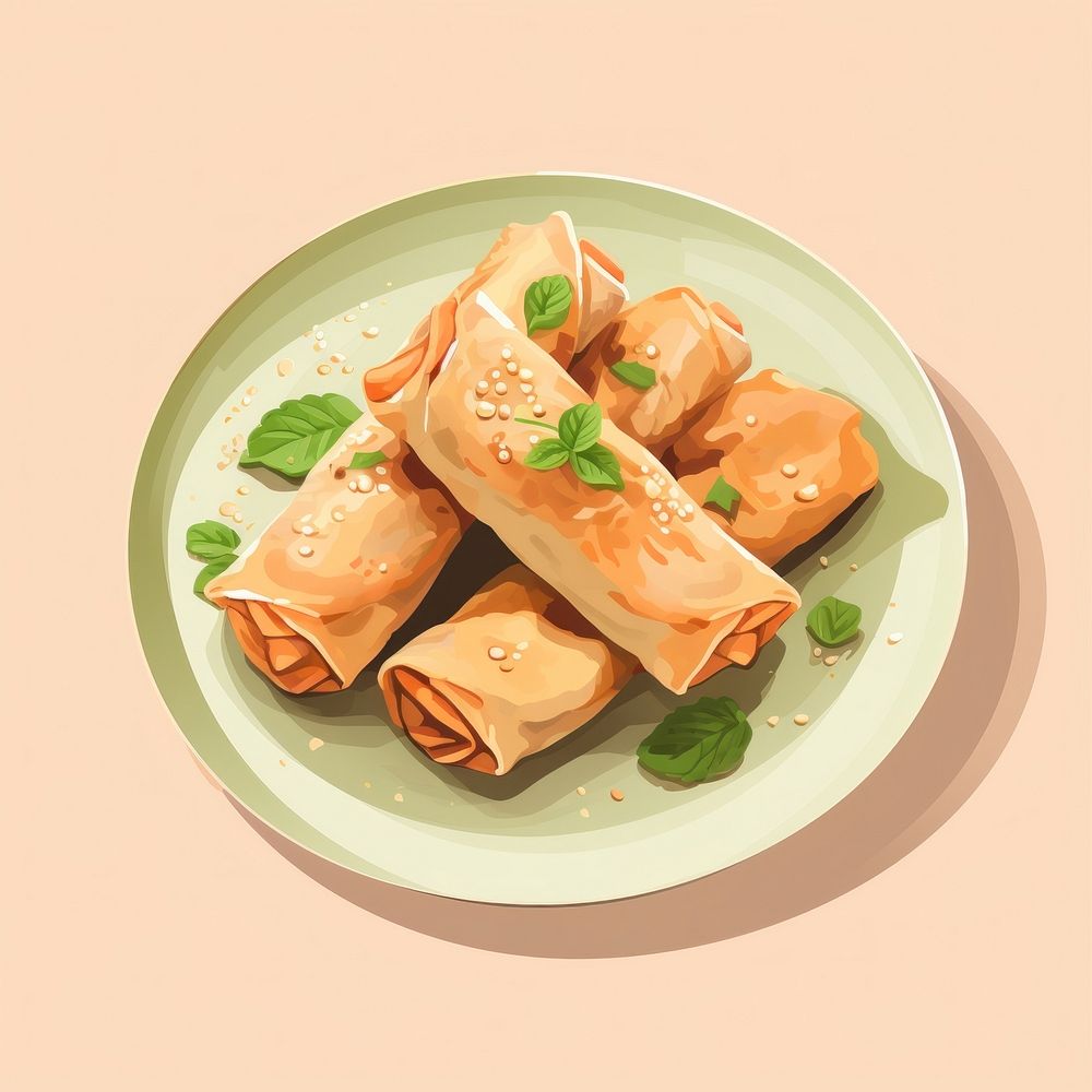 Spring rolls plate food meal. | Free Photo Illustration - rawpixel