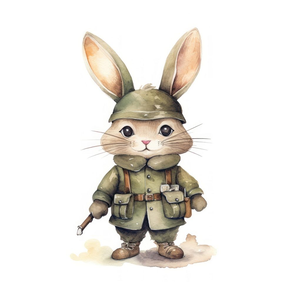Rabbit soldier cartoon animal cute. | Free Photo Illustration - rawpixel