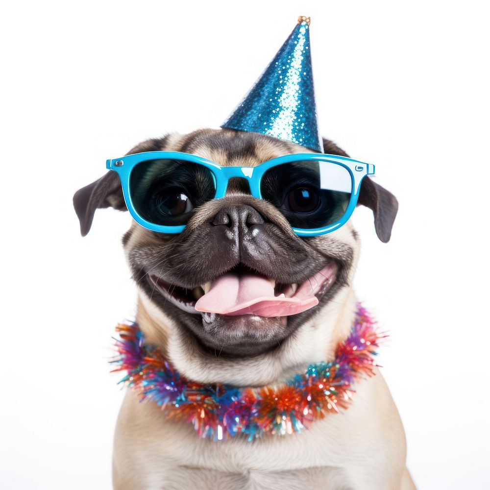 Puppy pug celebrating glasses sunglasses | Free Photo - rawpixel