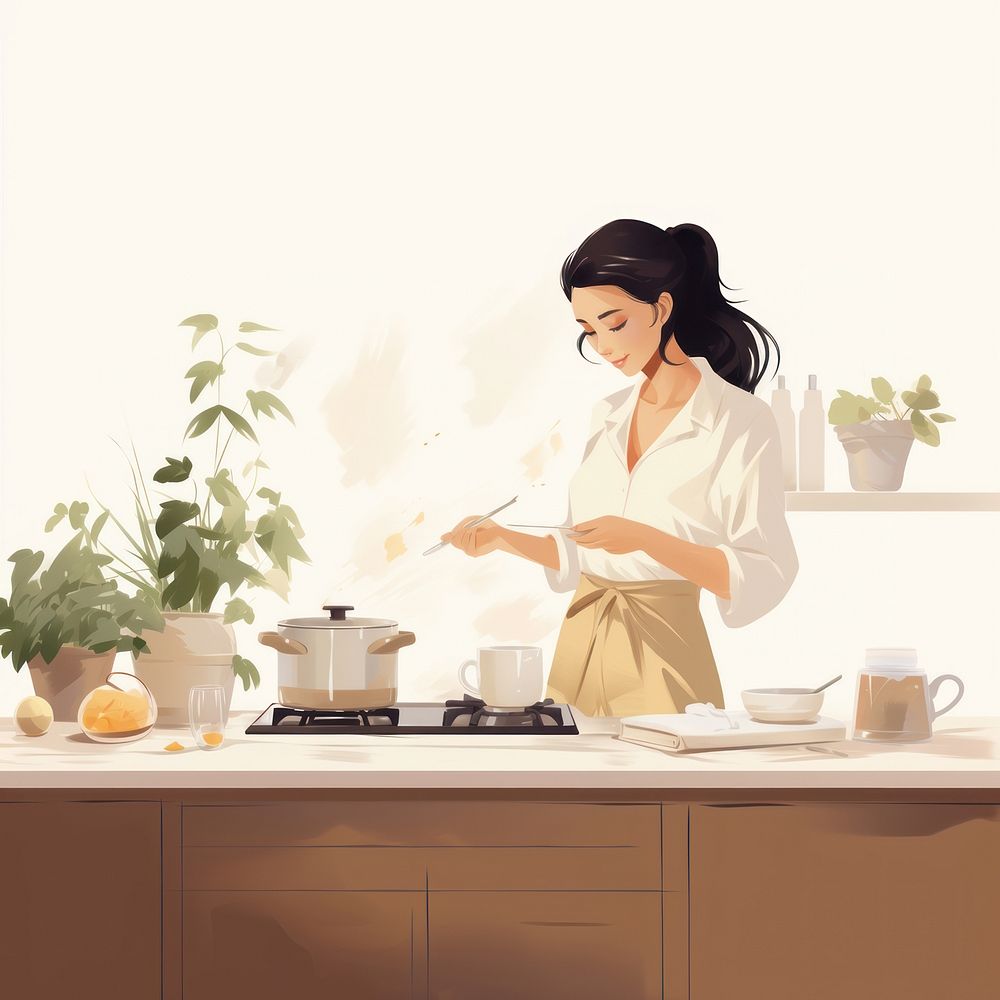 Woman cooking kitchen. AI generated | Premium Photo Illustration - rawpixel