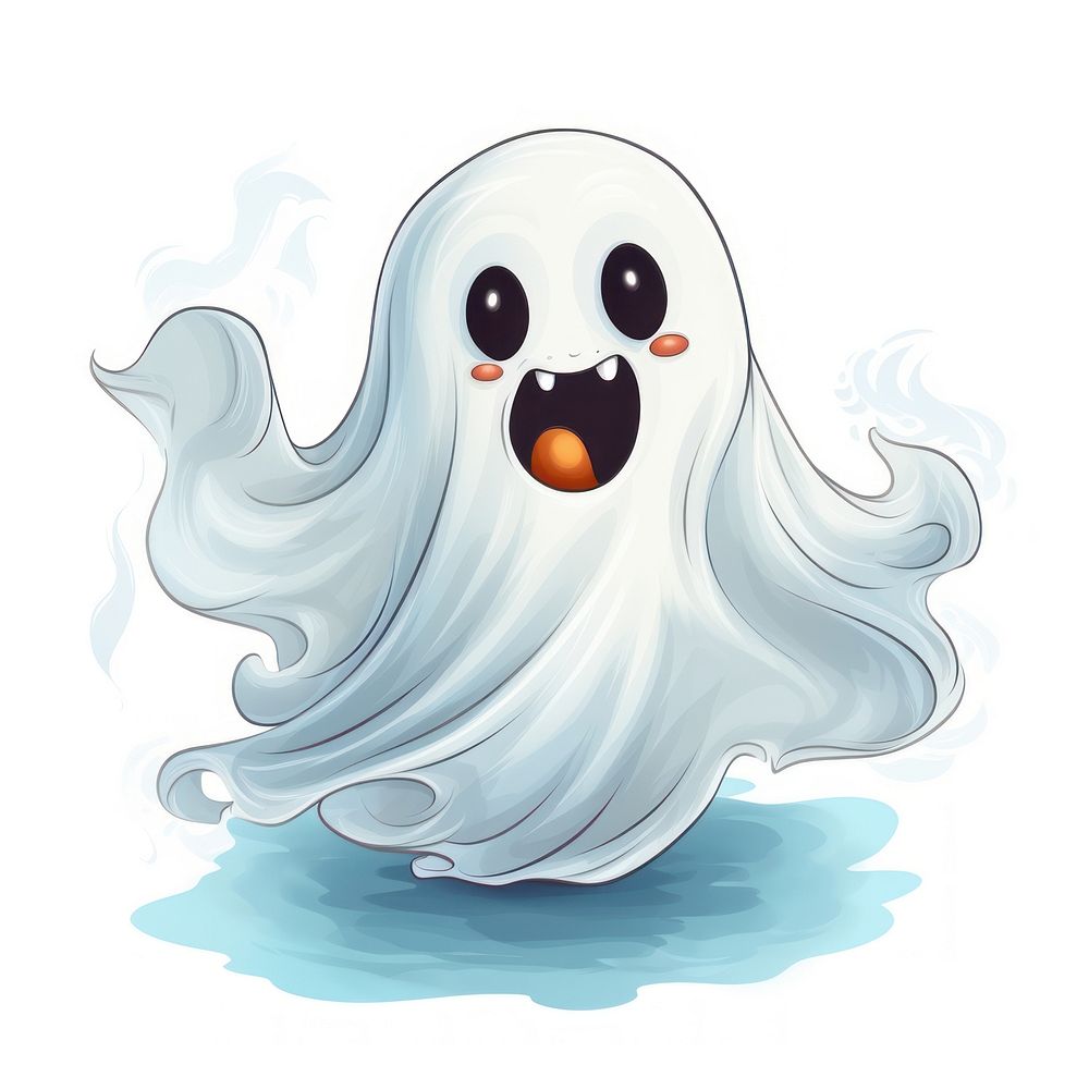 Cute ghost drawing white representation. | Free Photo Illustration ...