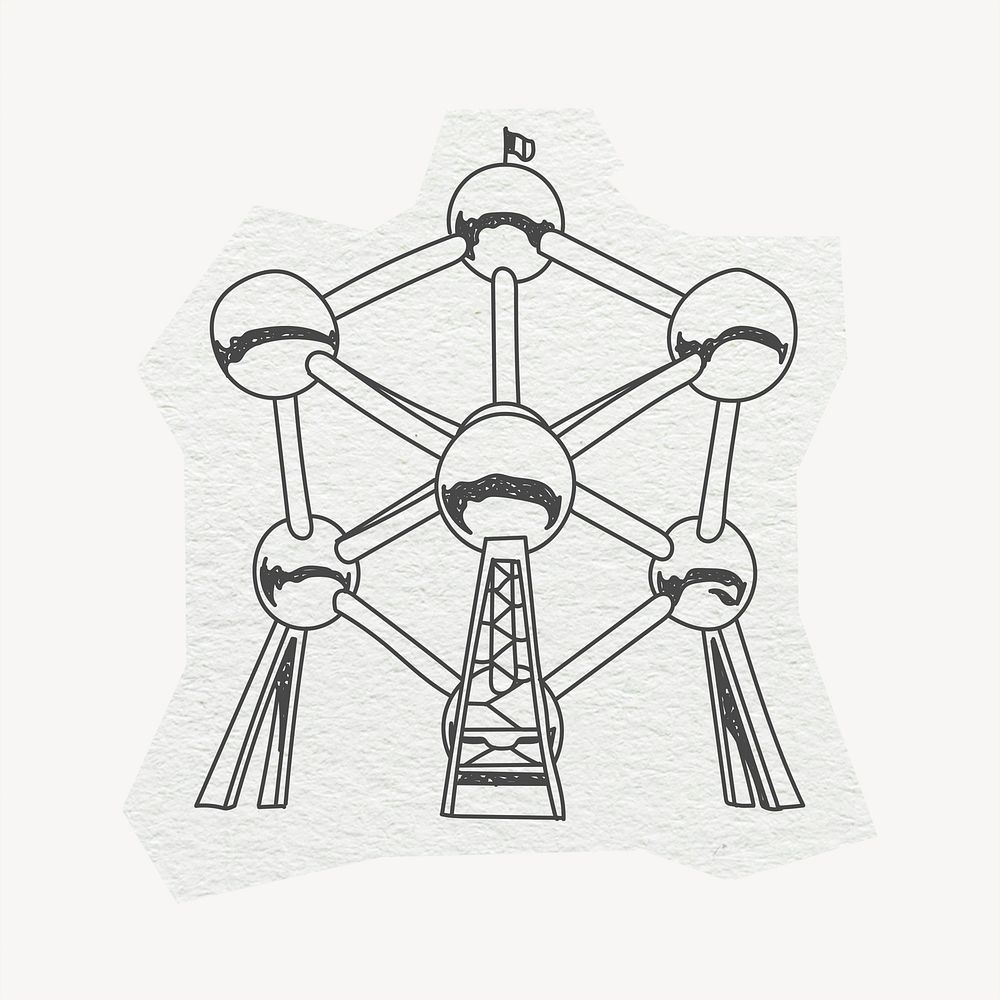 Atomium, tourist attraction Belgium, line | Premium PSD - rawpixel