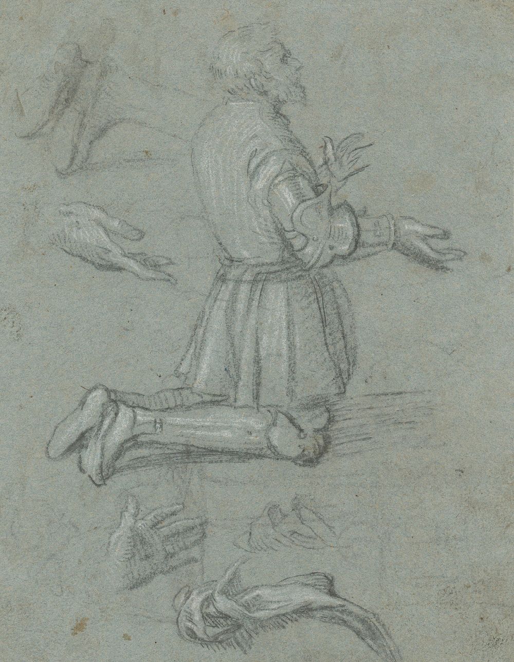 Study of a kneeling knight | Free Photo Illustration - rawpixel