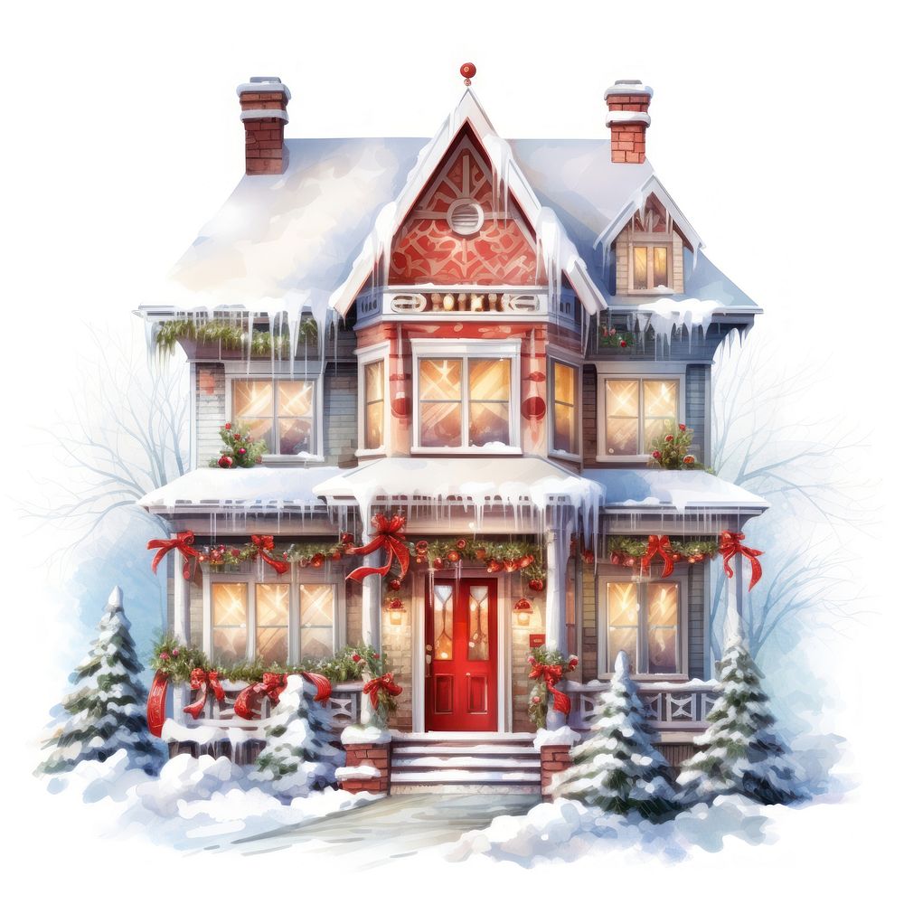 Christmas decorated house architecture building | Premium Photo ...