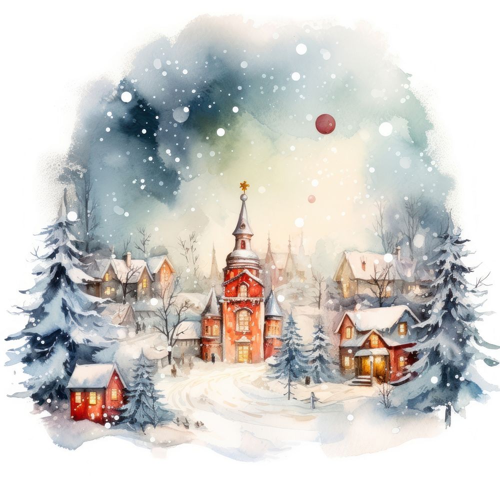 Christmas drawing snow tree. | Free Photo Illustration - rawpixel