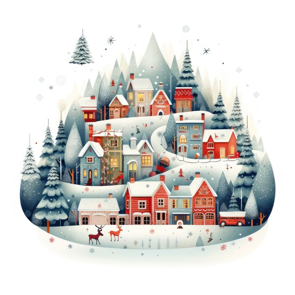 Christmas drawing snow transportation. AI | Free Photo Illustration ...