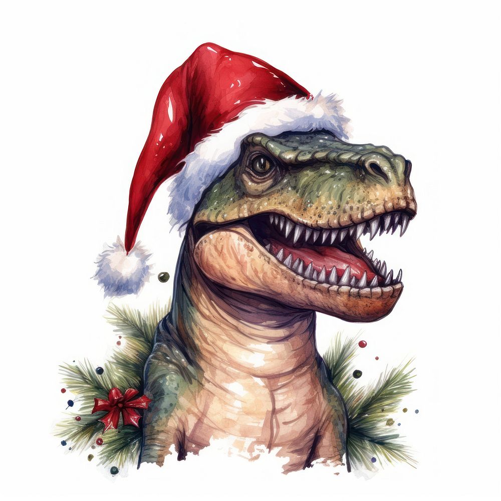 T rex christmas dinosaur drawing. | Free Photo Illustration - rawpixel
