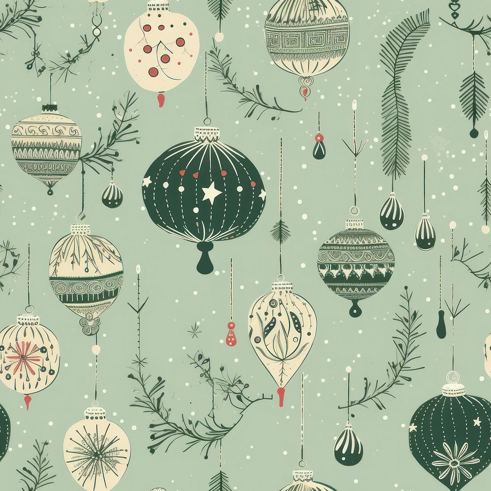 Green vintage christmas pattern backgrounds | Free Photo Illustration - rawpixel