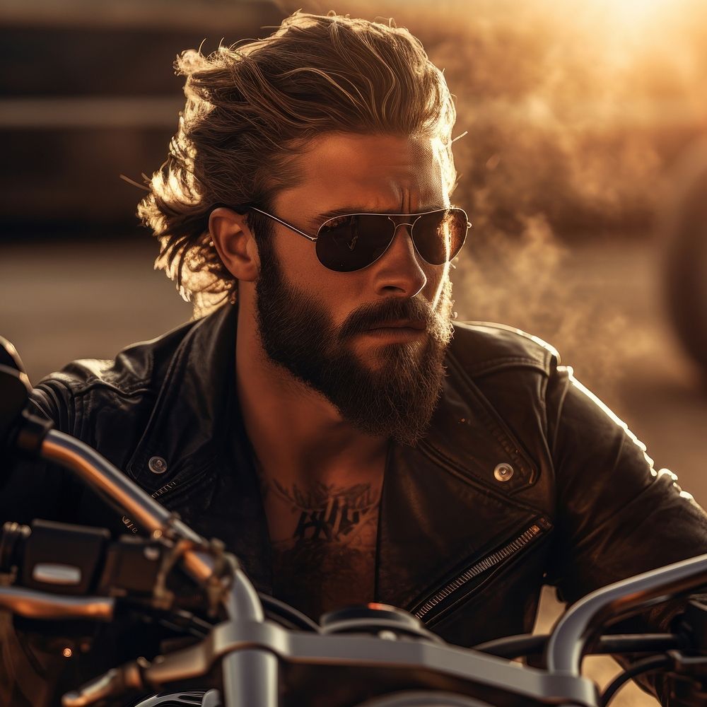 Male biker motorcycle portrait sunlight | Free Photo - rawpixel