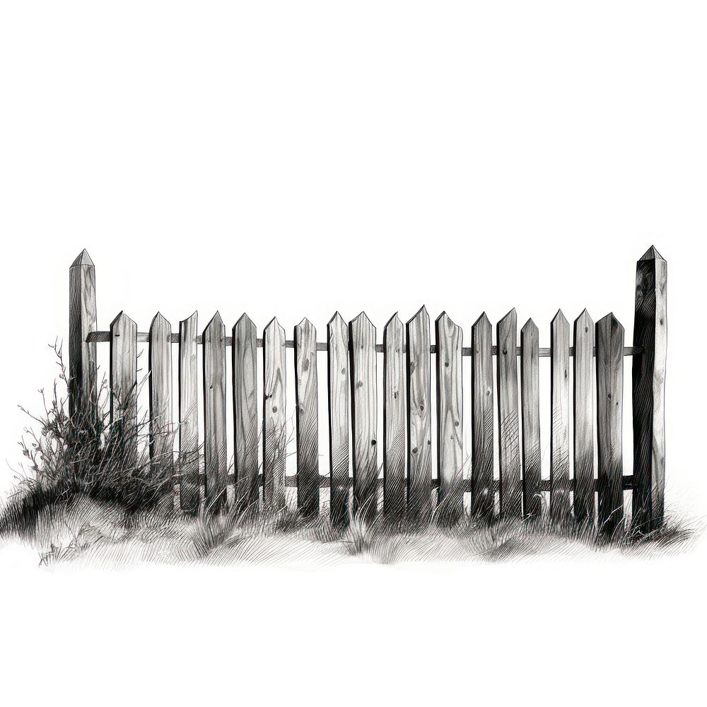 Wooden fence outdoors sketch white. | Free Photo Illustration - rawpixel