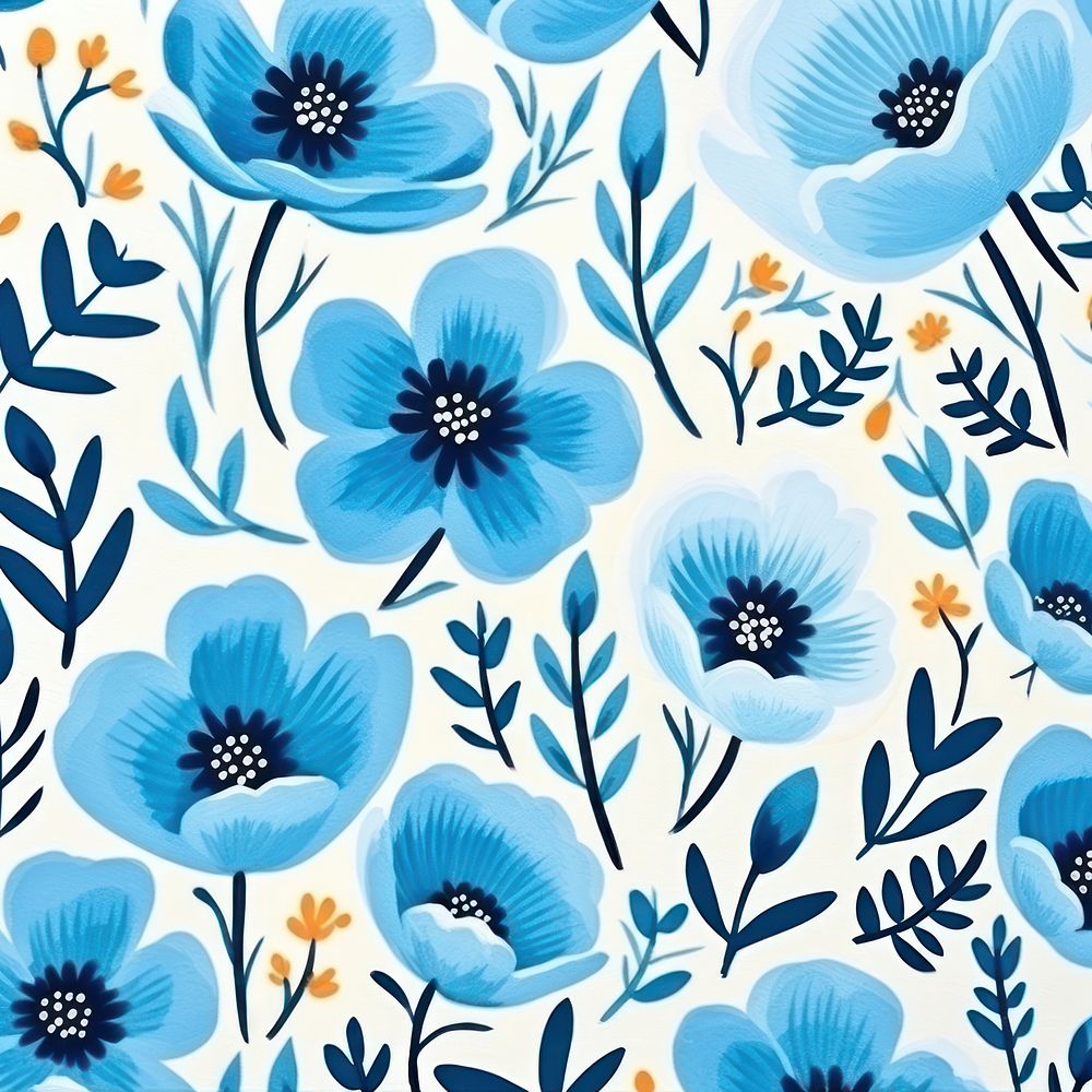 Blue flower pattern backgrounds plant. | Free Photo Illustration - rawpixel